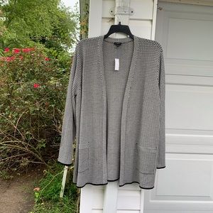 Talbots | Sweaters | Nwt Talbots Pretty Black Cream Rectangles Pattern ...